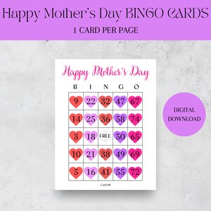 Mother's Day Bingo, 100 Mother's Day Bingo Cards, Printable Mother's ...