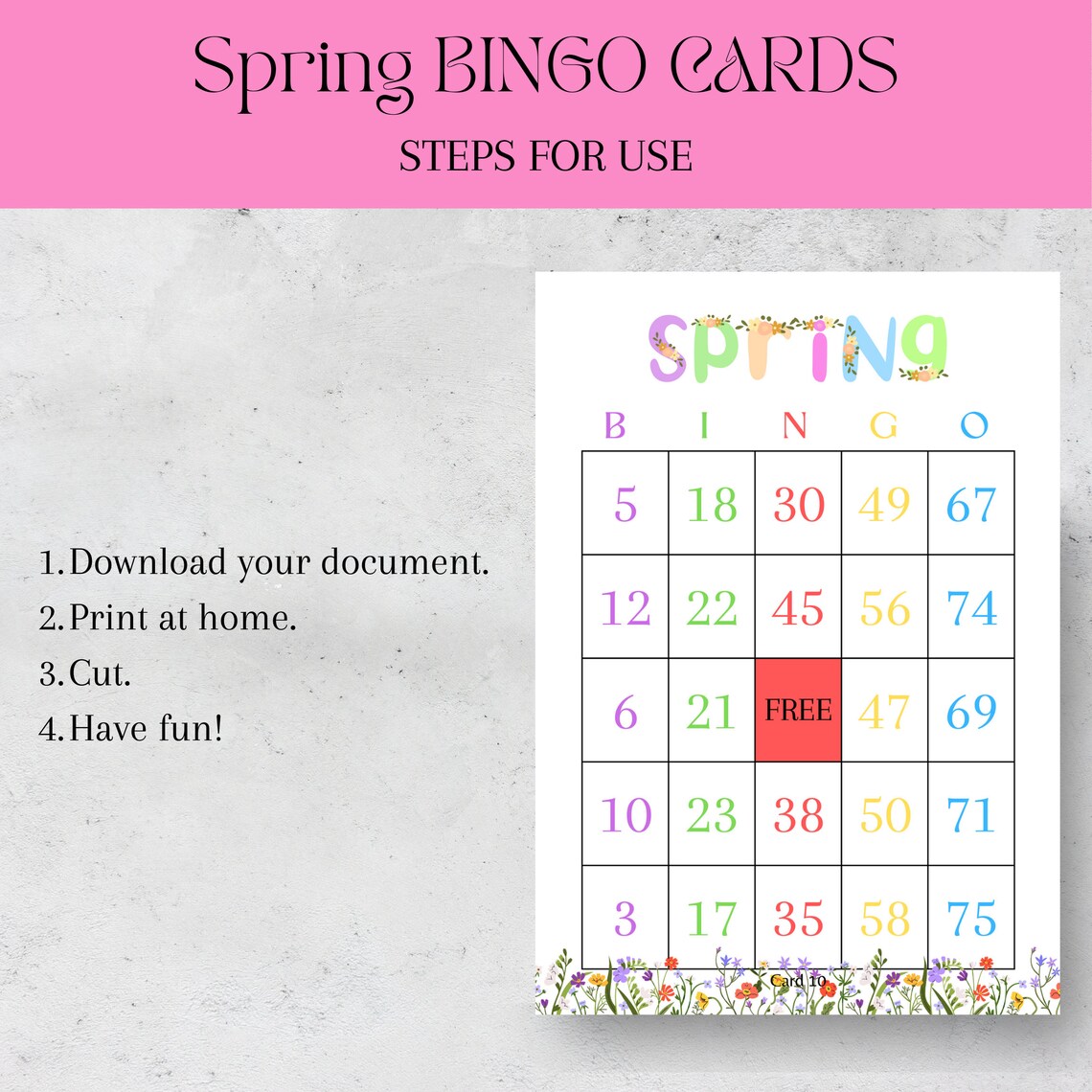 Printable Spring Bingo 30 Spring Bingo Cards Spring Activity for Kids ...