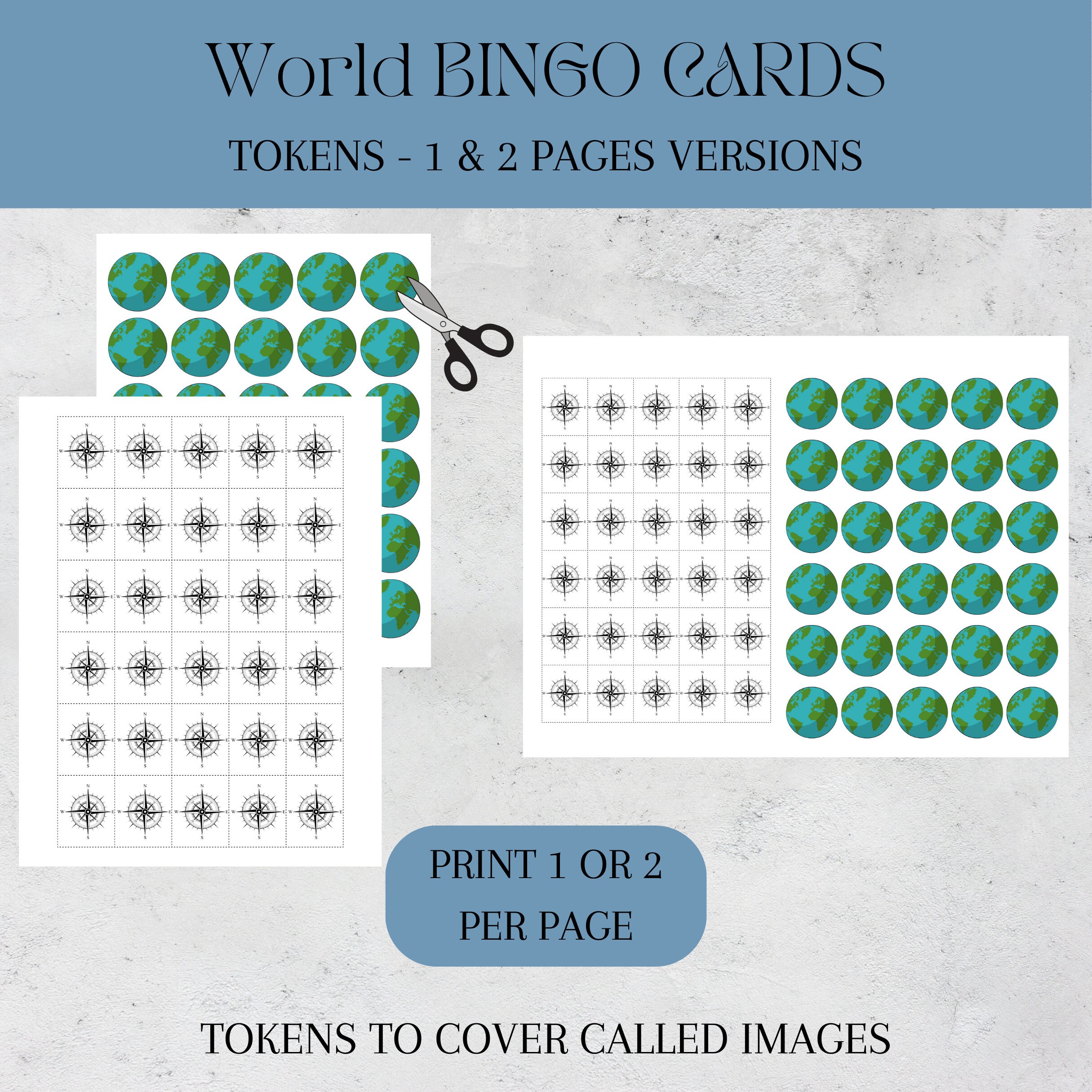 World Bingo, 30 World Bingo Cards, World Game, Travel Game, Travel ...