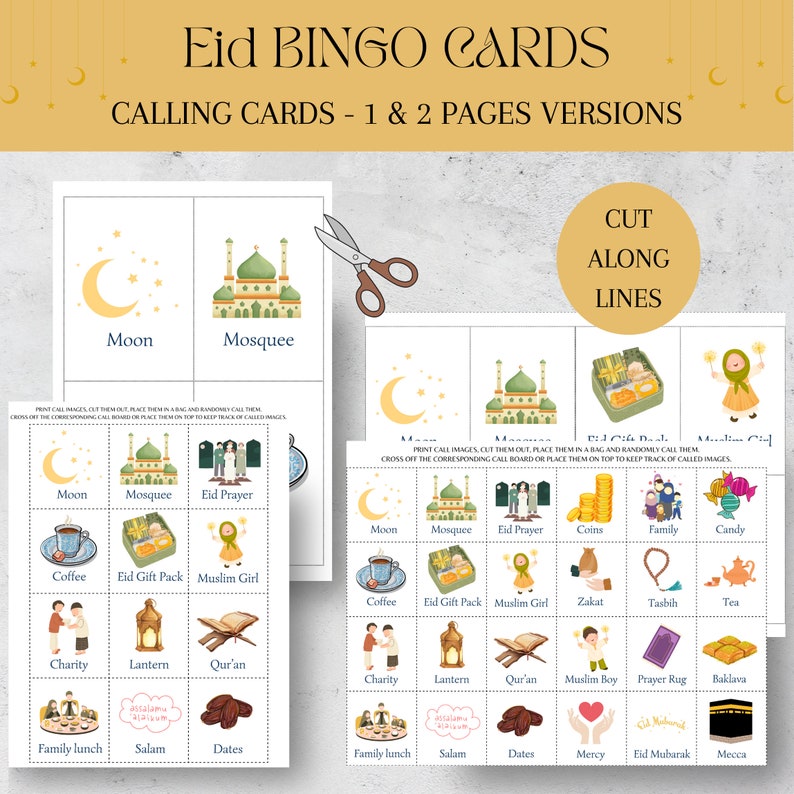 Eid Bingo Cards, 30 Printable Bingo Cards, Printable Bingo, Eid Bingo ...