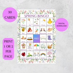 Printable Spring Bingo, 30 Spring Bingo Cards, Spring Bingo Kids ...