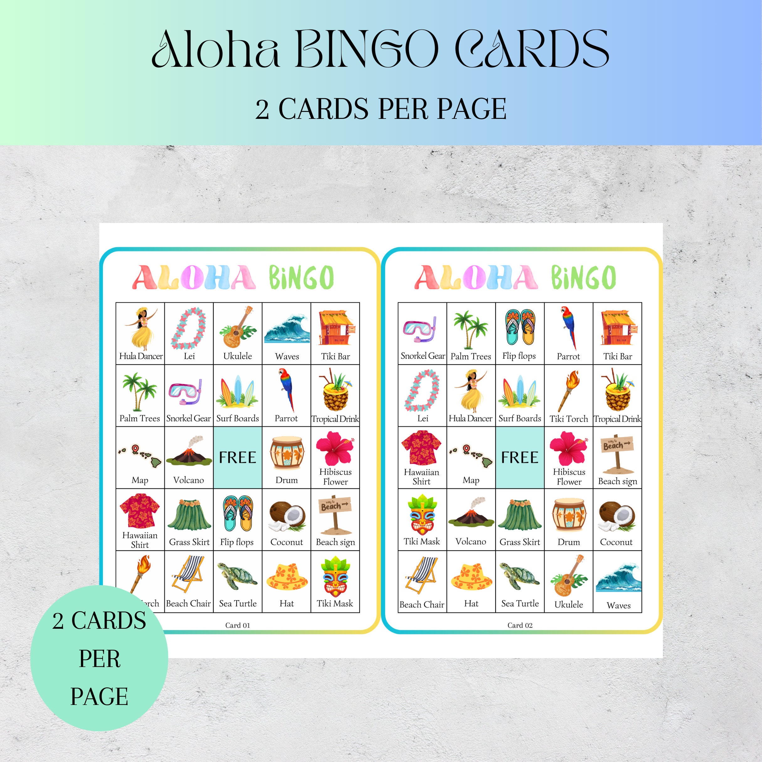 Aloha Bingo, Luau Bingo, Hawaiian Bingo, 30 Luau Bingo Cards, Luau ...