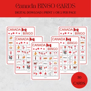 Canada Bingo, 30 Canada Bingo Cards, Canada Day Activity, Canadian ...