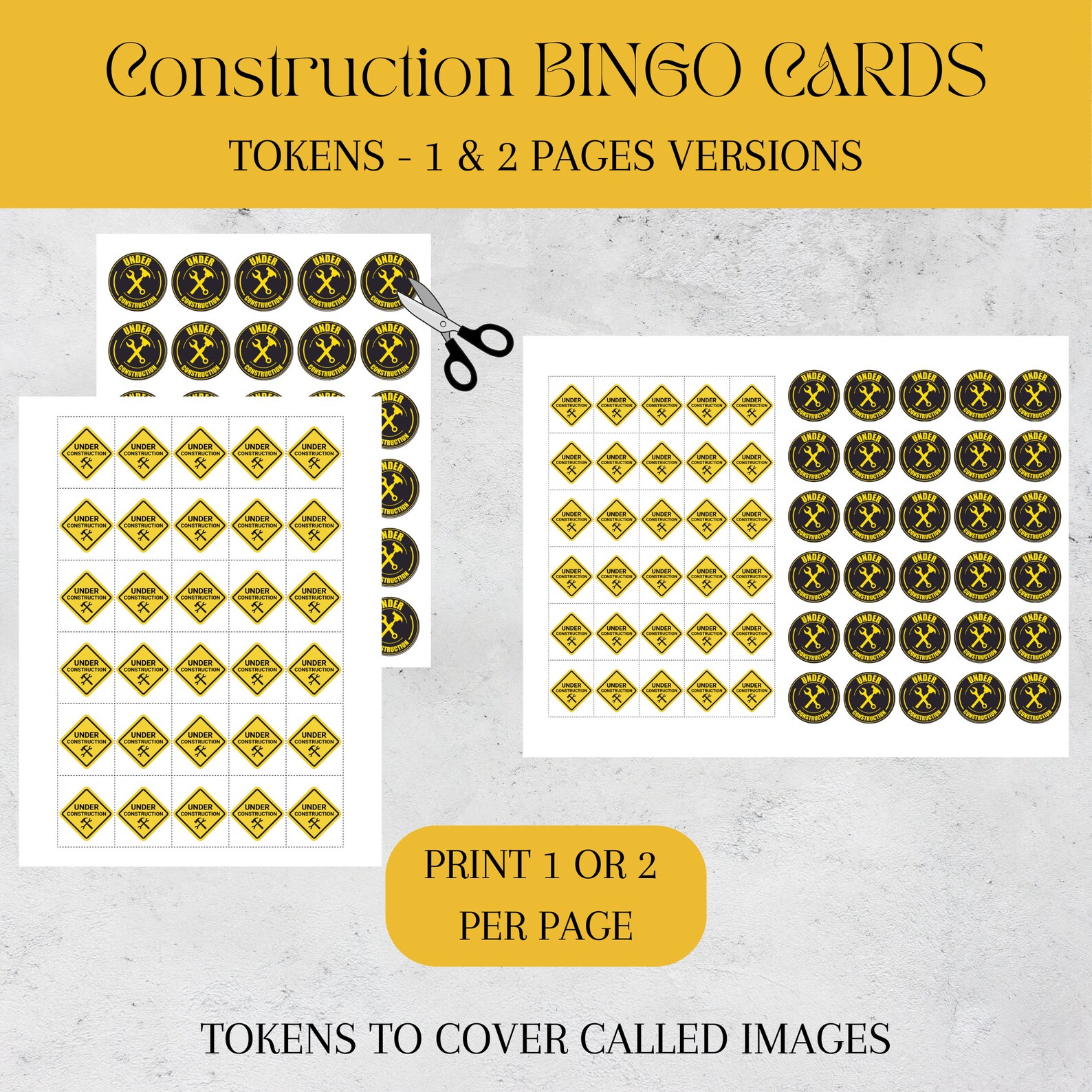 Construction Bingo, 30 Construction Bingo Cards, Construction Birthday ...