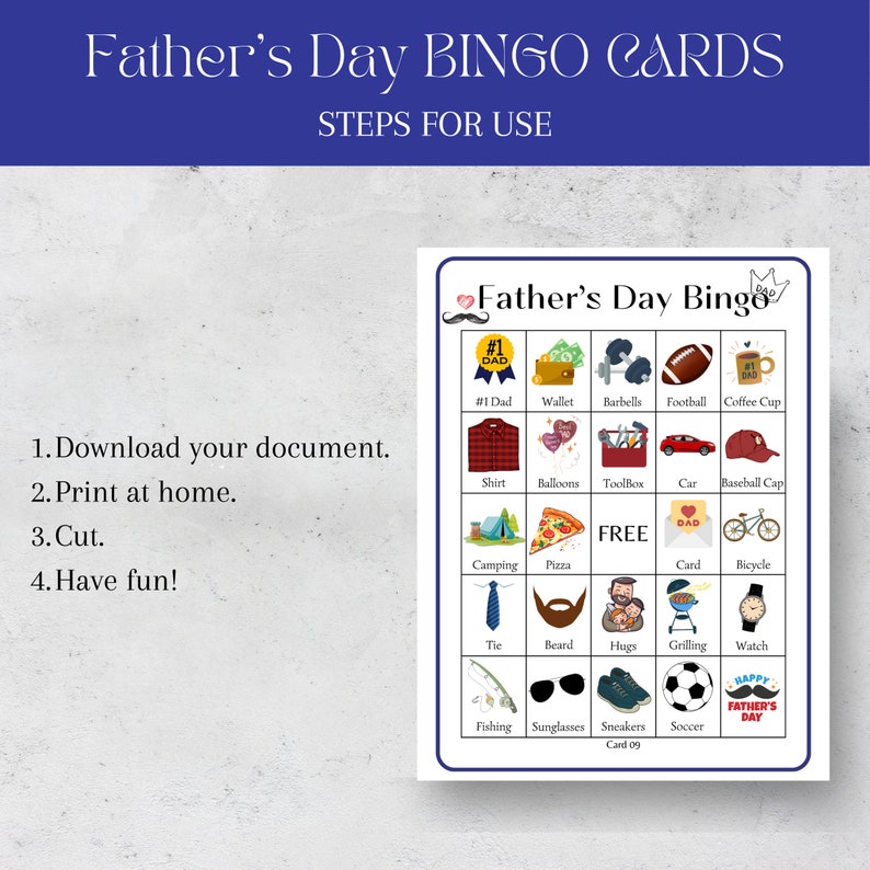 Printable Father's Day Bingo, 30 Father's Day Bingo Cards, Father's Day ...
