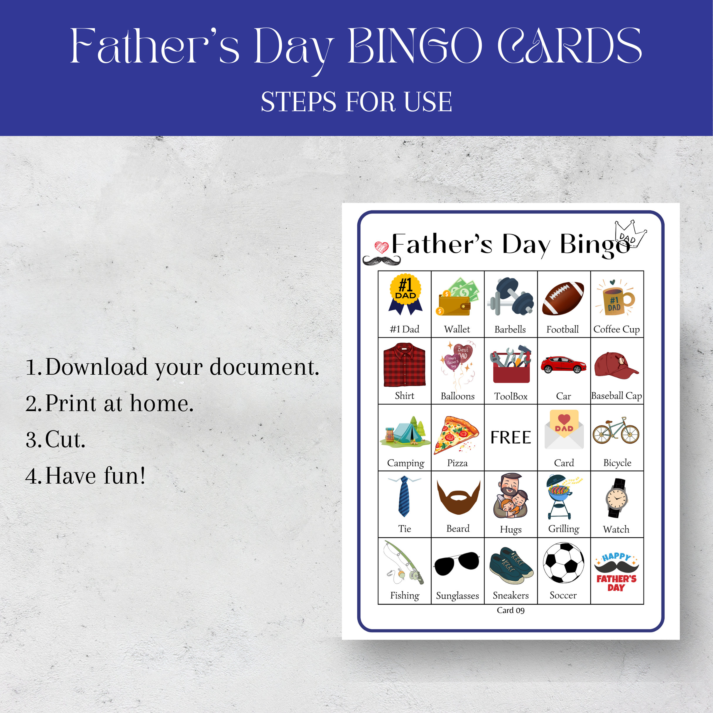 Printable Father's Day Bingo, 30 Father's Day Bingo Cards, Father's Day ...