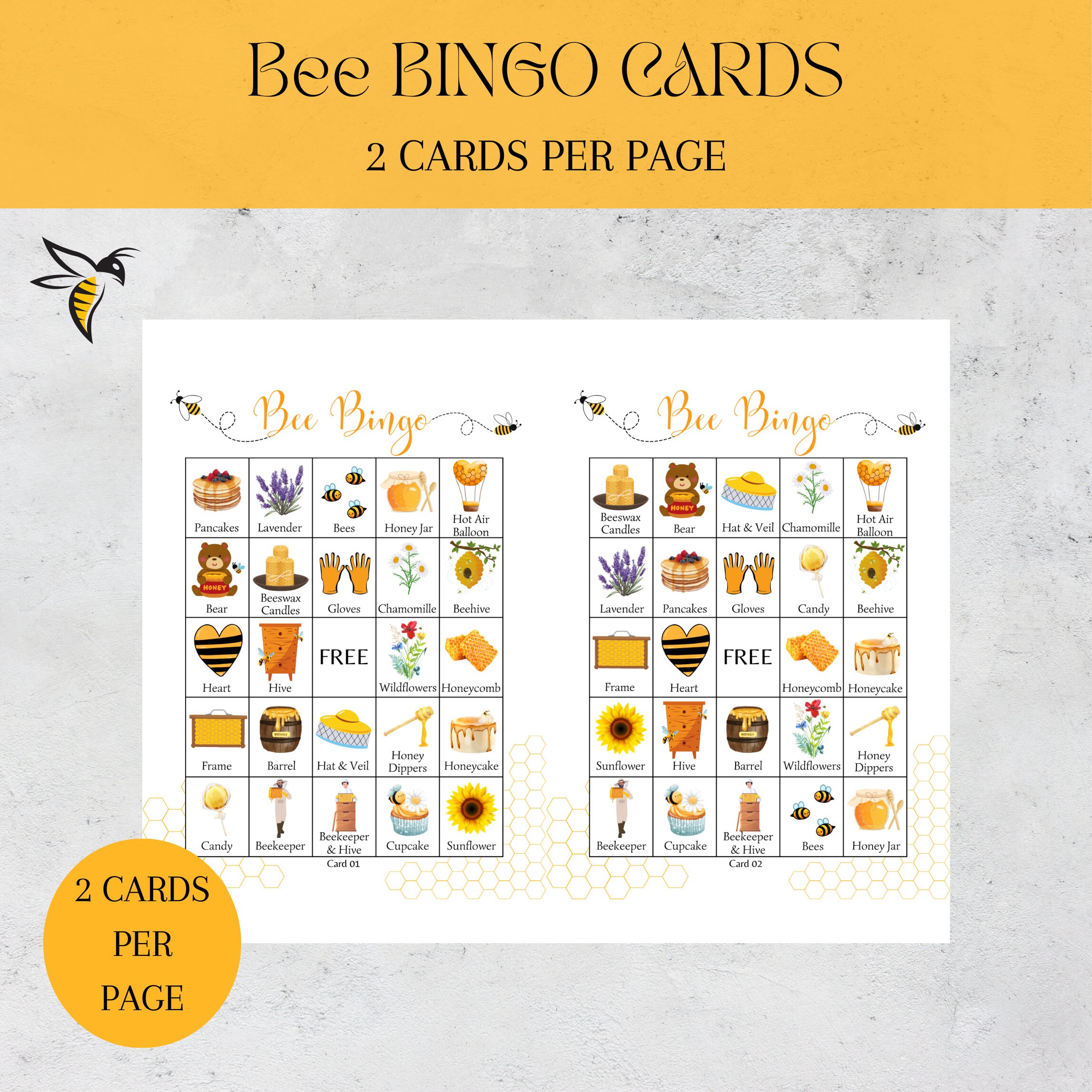 Bee Bingo, Printable 30 Bee Bingo Game Cards, Garden Party Bingo, Bee ...