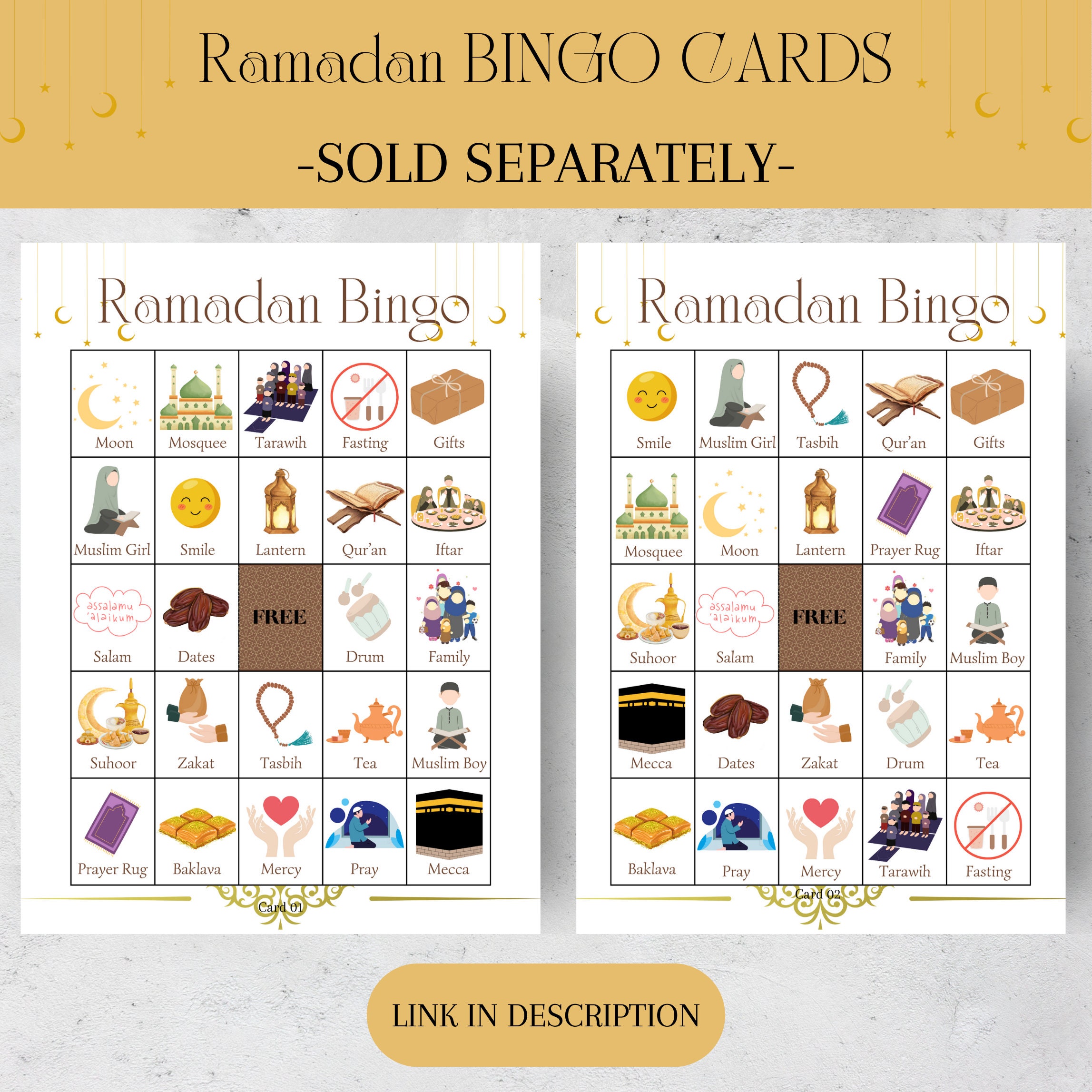 Eid Bingo Cards, 30 Printable Bingo Cards, Printable Bingo, Eid Bingo ...
