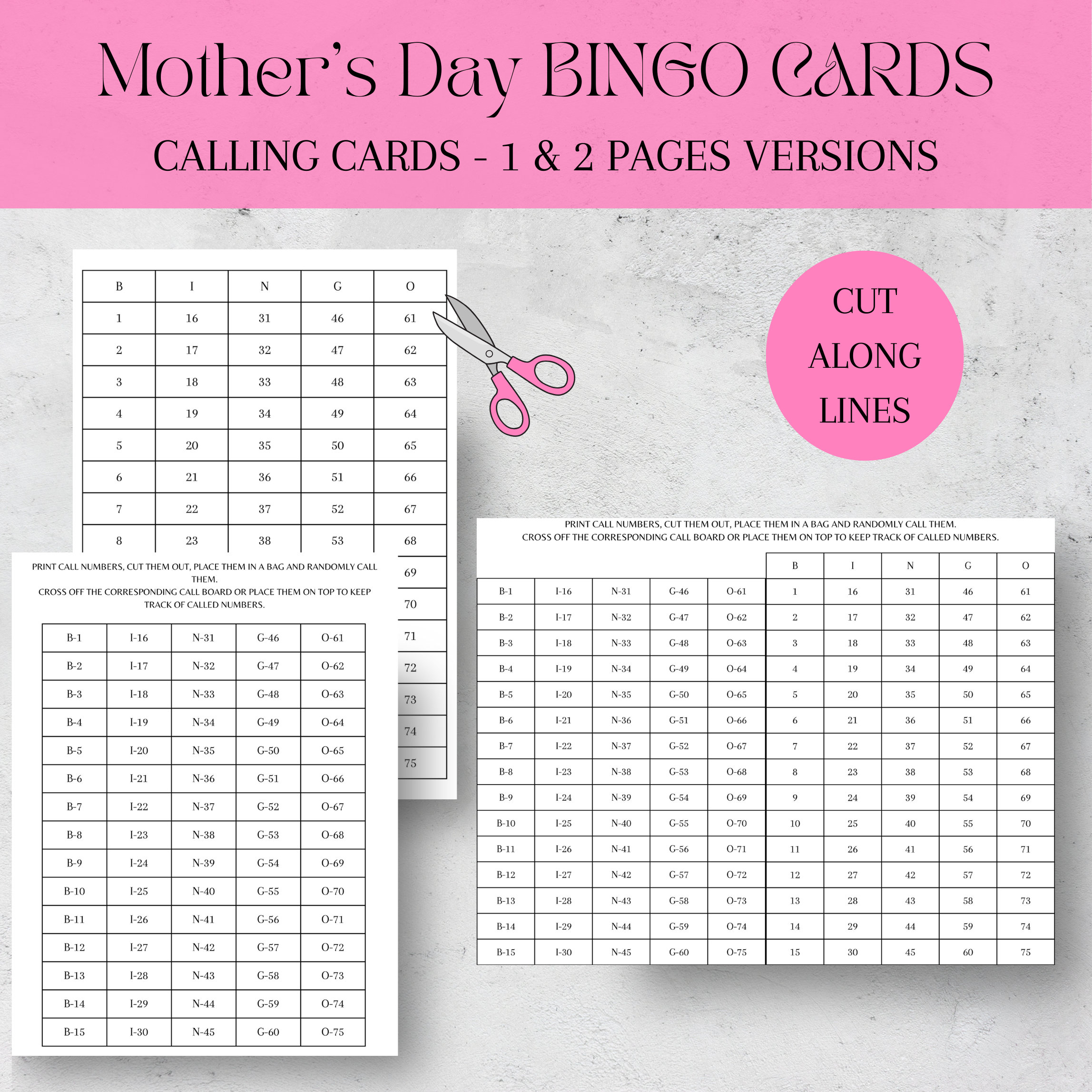 Mother's Day Bingo, 100 Mother's Day Bingo Cards, Printable Mother's ...