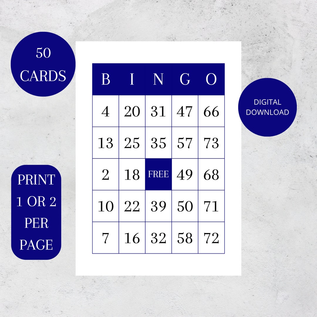 50 Bingo Cards, 1 or 2 per Page, Fun Party Game, Classroom Activity ...