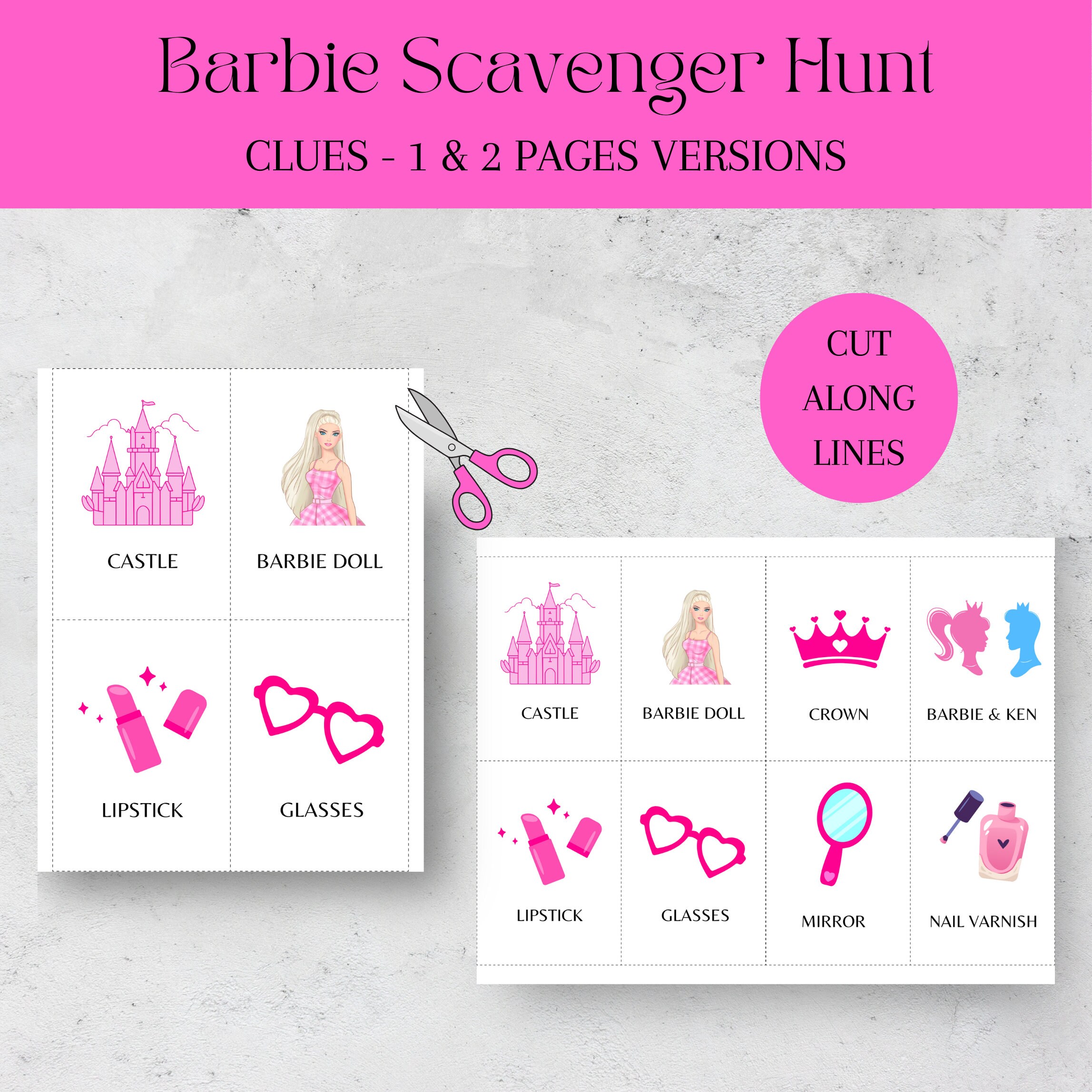 Barbie Scavenger Hunt for Kids, Indoor Outdoor Barbie Game, Treasure ...