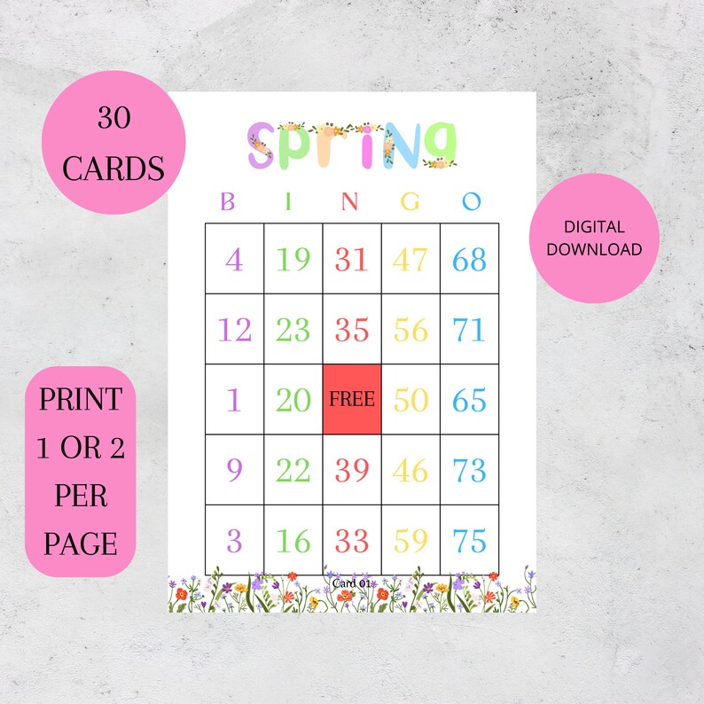 Printable Spring Bingo 30 Spring Bingo Cards Spring Activity for Kids ...