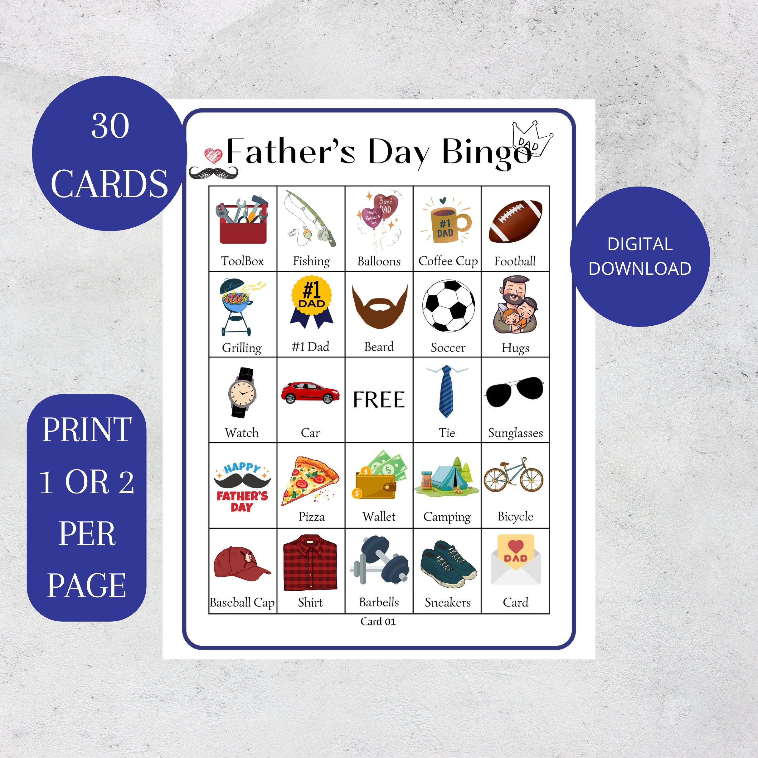 Printable Father's Day Bingo, 30 Father's Day Bingo Cards, Father's Day ...