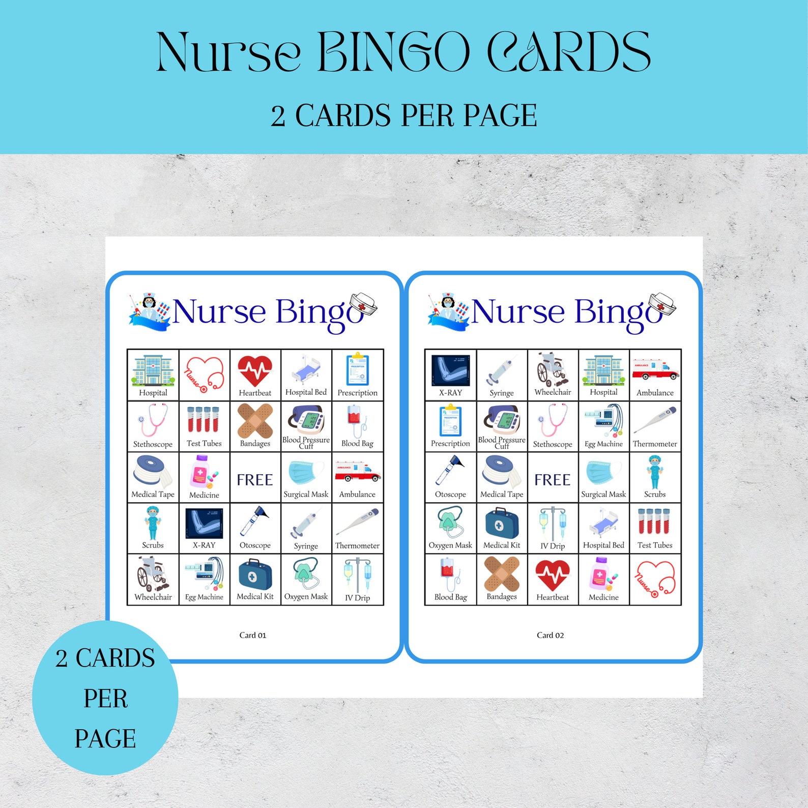 Nurse Bingo, 30 Printable Nurse Bingo Cards, Medical Bingo, Doctor ...