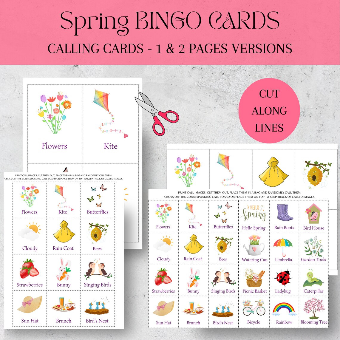Printable Spring Bingo, 30 Spring Bingo Cards, Spring Bingo Kids ...