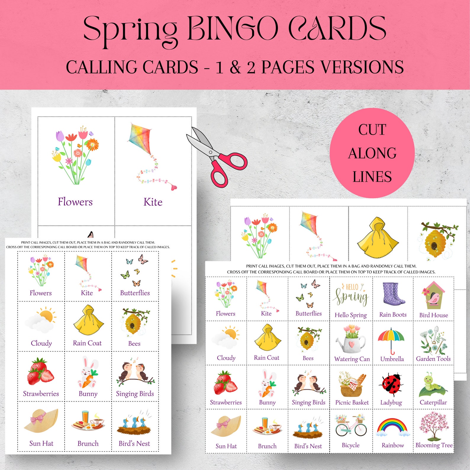 Printable Spring Bingo, 30 Spring Bingo Cards, Spring Bingo Kids ...