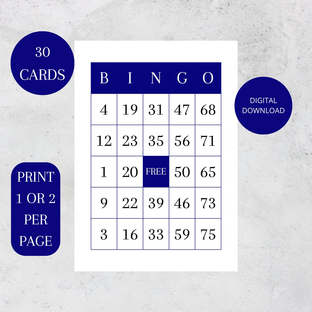 30 Bingo Cards, 1 or 2 per Page, Fun Party Game, Classroom Activity ...