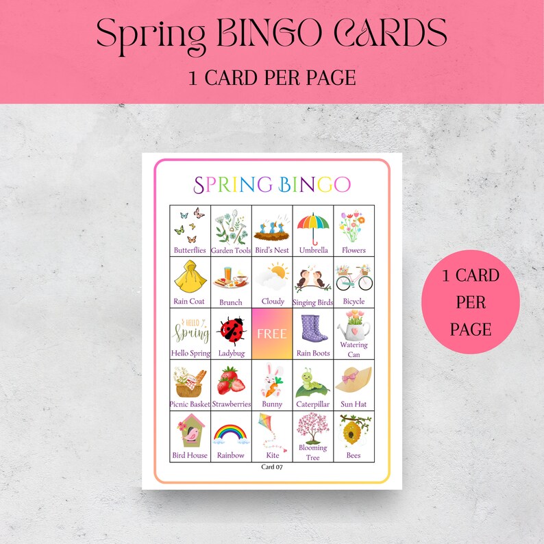Printable Spring Bingo, 30 Spring Bingo Cards, Spring Bingo Kids ...