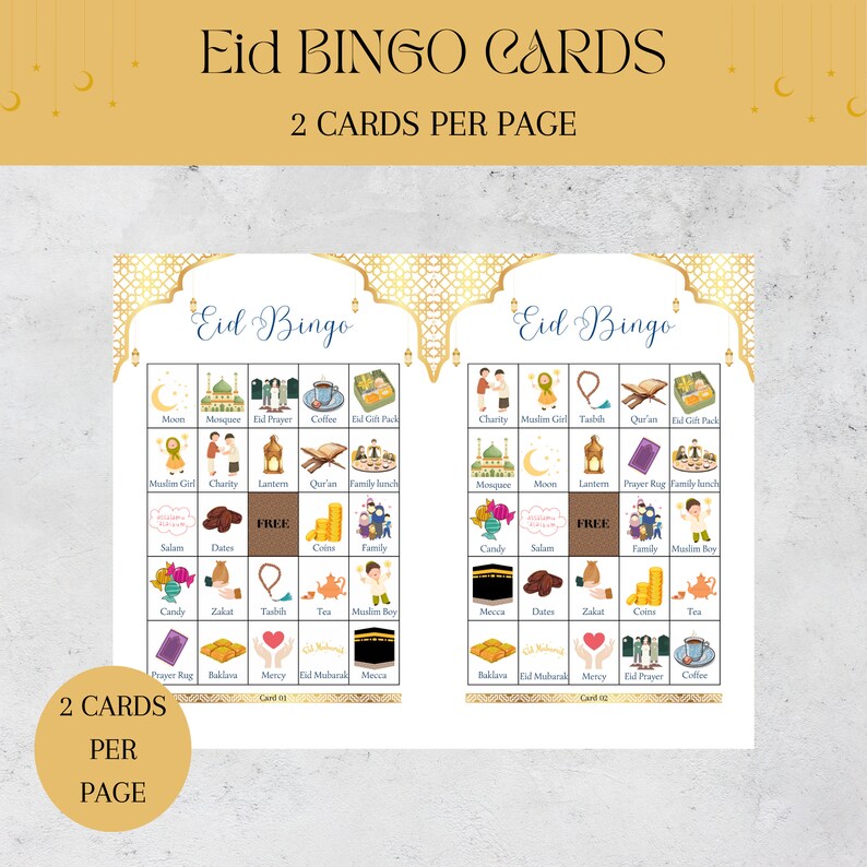 Eid Bingo Cards, 30 Printable Bingo Cards, Printable Bingo, Eid Bingo ...