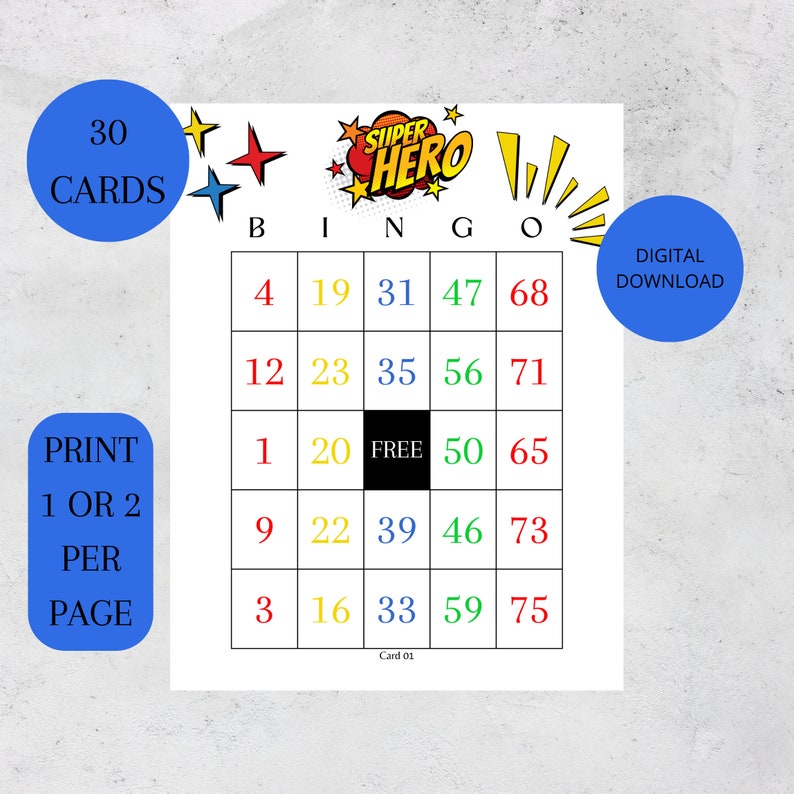 Superhero Bingo, Superhero Bingo Printable, Comic Bingo, Superhero ...