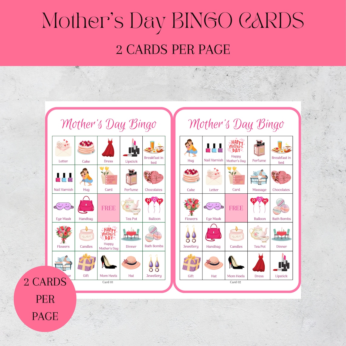 Printable Mother's Day Bingo, 30 Mother's Day Bingo Cards, Mother's Day ...