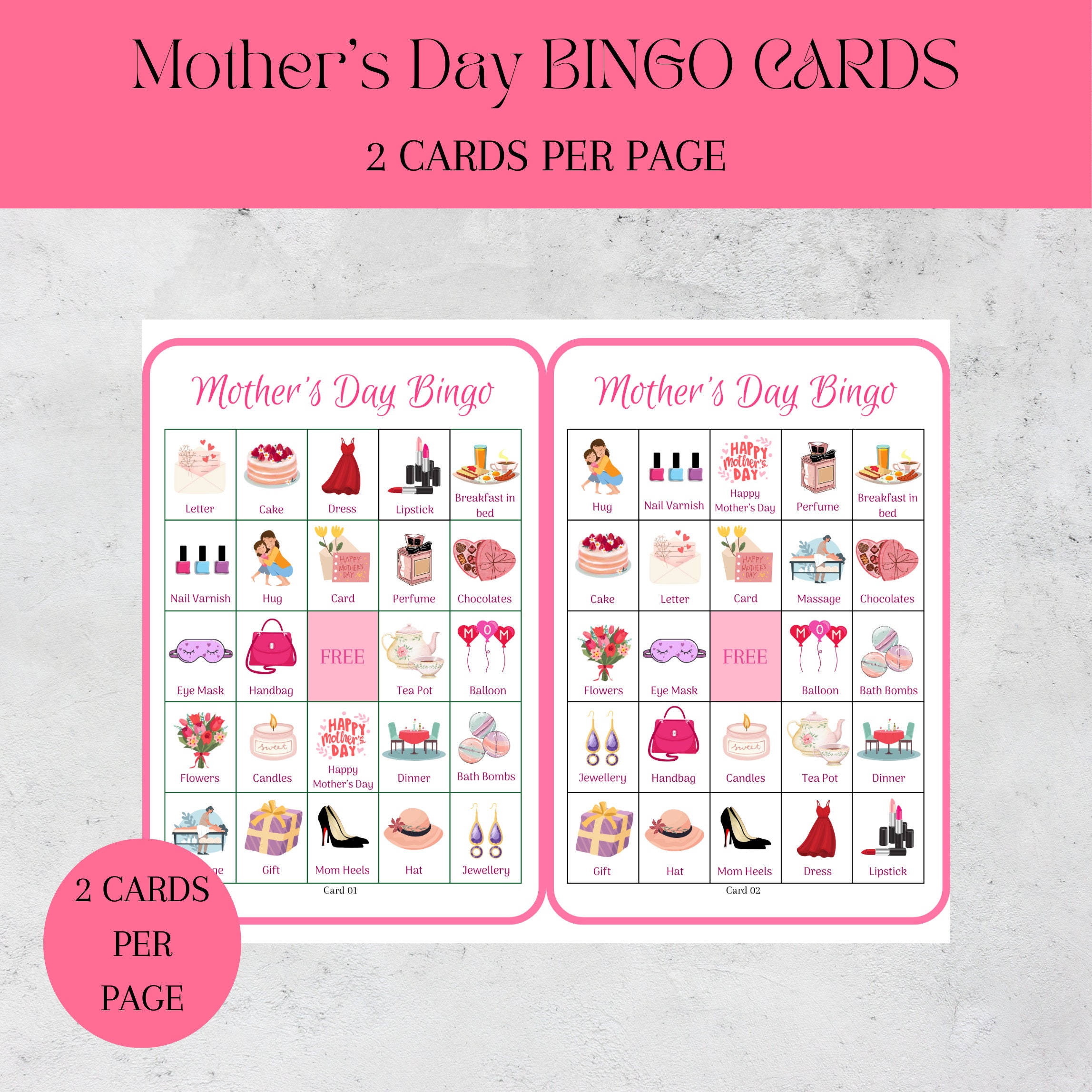 Printable Mother's Day Bingo, 30 Mother's Day Bingo Cards, Mother's Day ...