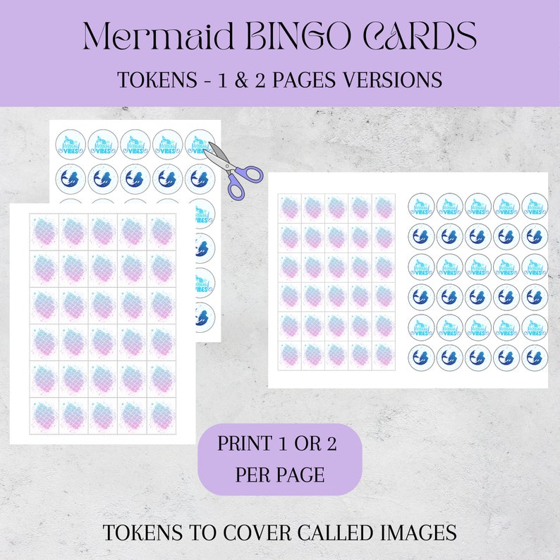 Mermaid Bingo, 30 Printable Mermaid Bingo Cards, Under the Sea Bingo ...
