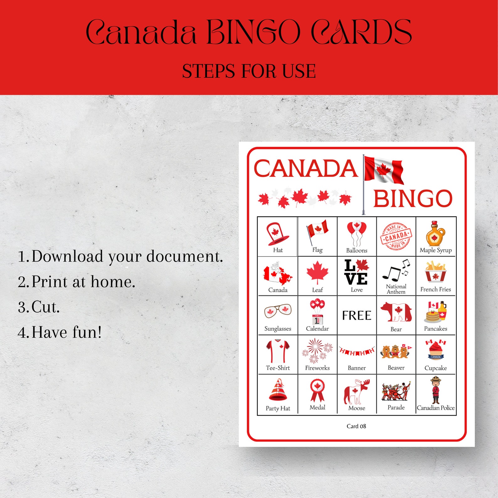 Canada Bingo, 30 Canada Bingo Cards, Canada Day Activity, Canadian ...