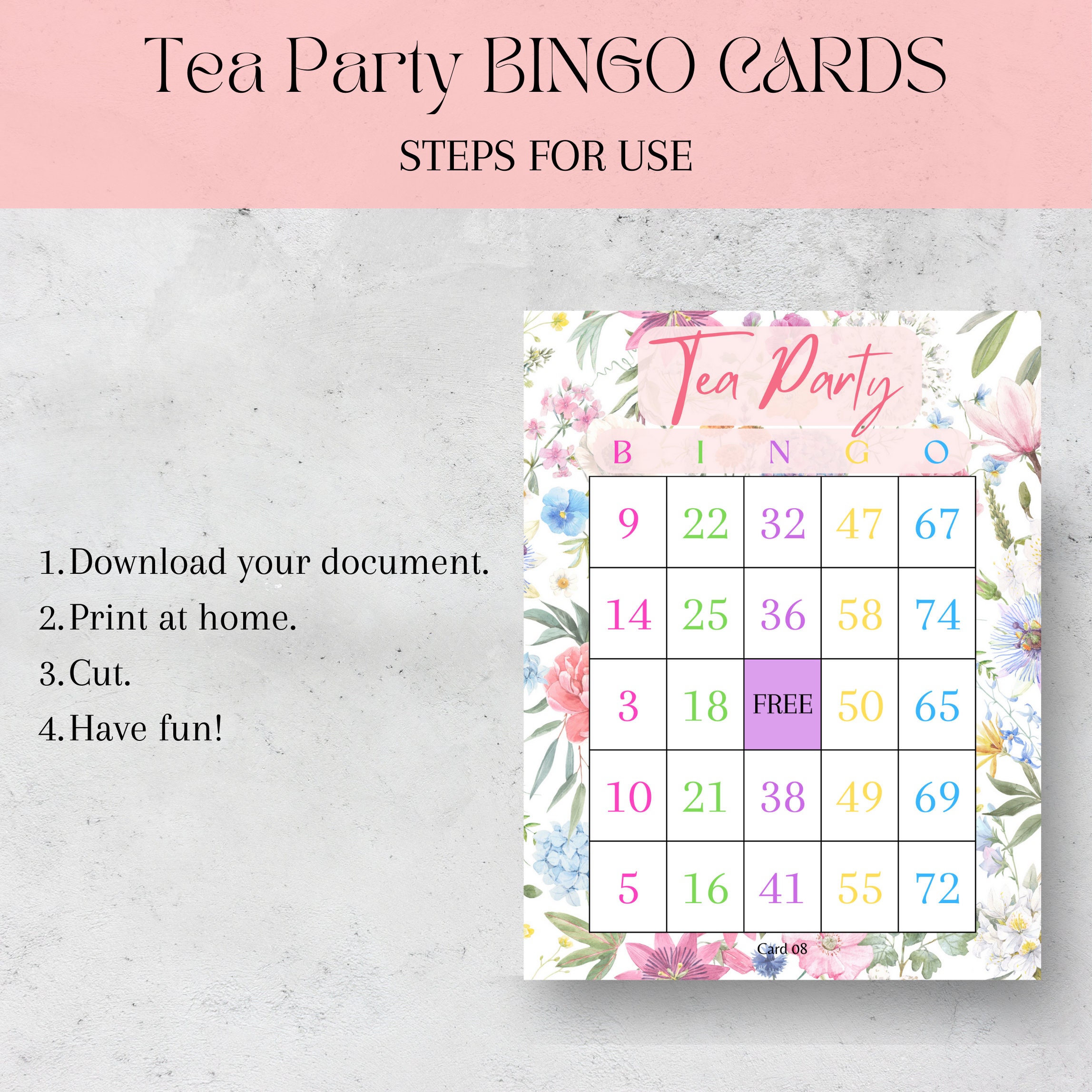 Tea Party Bingo, 30 Printable Tea Party Bingo Cards, Tea Party Game ...
