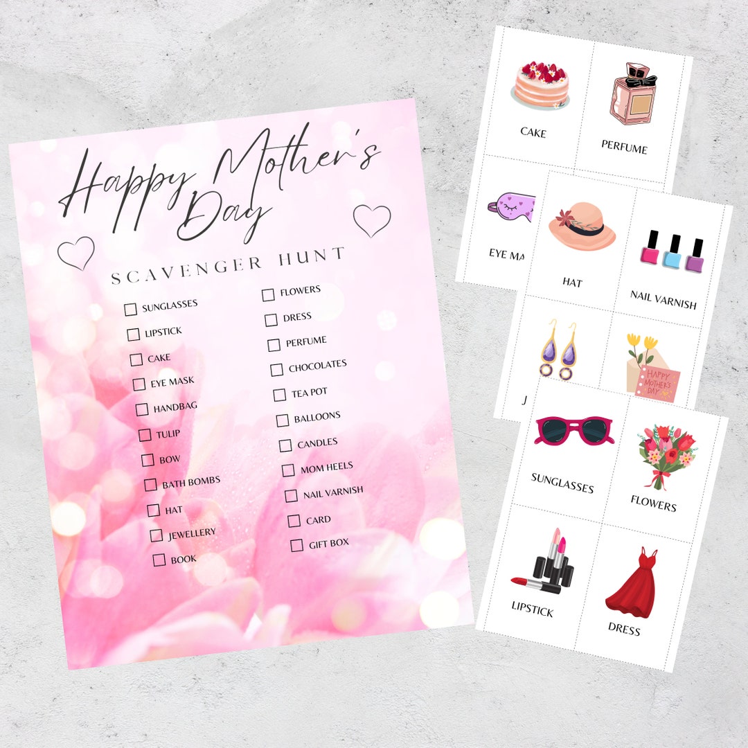 Happy Mother's Day Scavenger Hunt for Kids, Indoor Outdoor Party Game ...