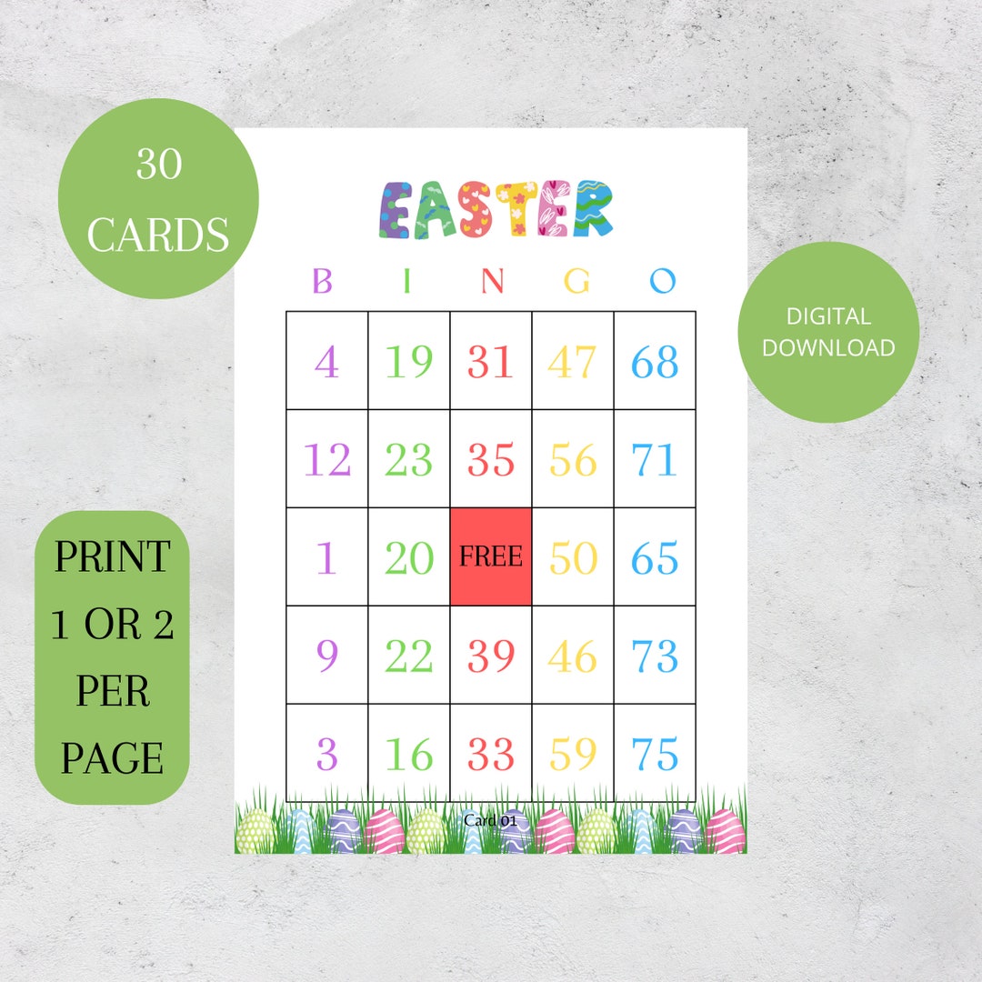 Easter Bingo 30 Printable Easter Bingo Cards Easter Activity for Kids ...