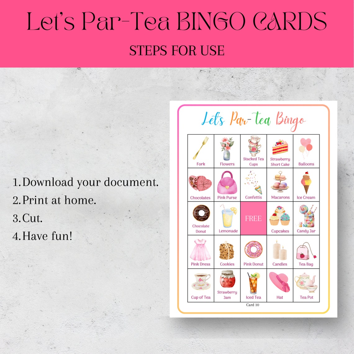 Tea Party Bingo, 30 Printable Tea Party Bingo Cards, Tea Party Game ...