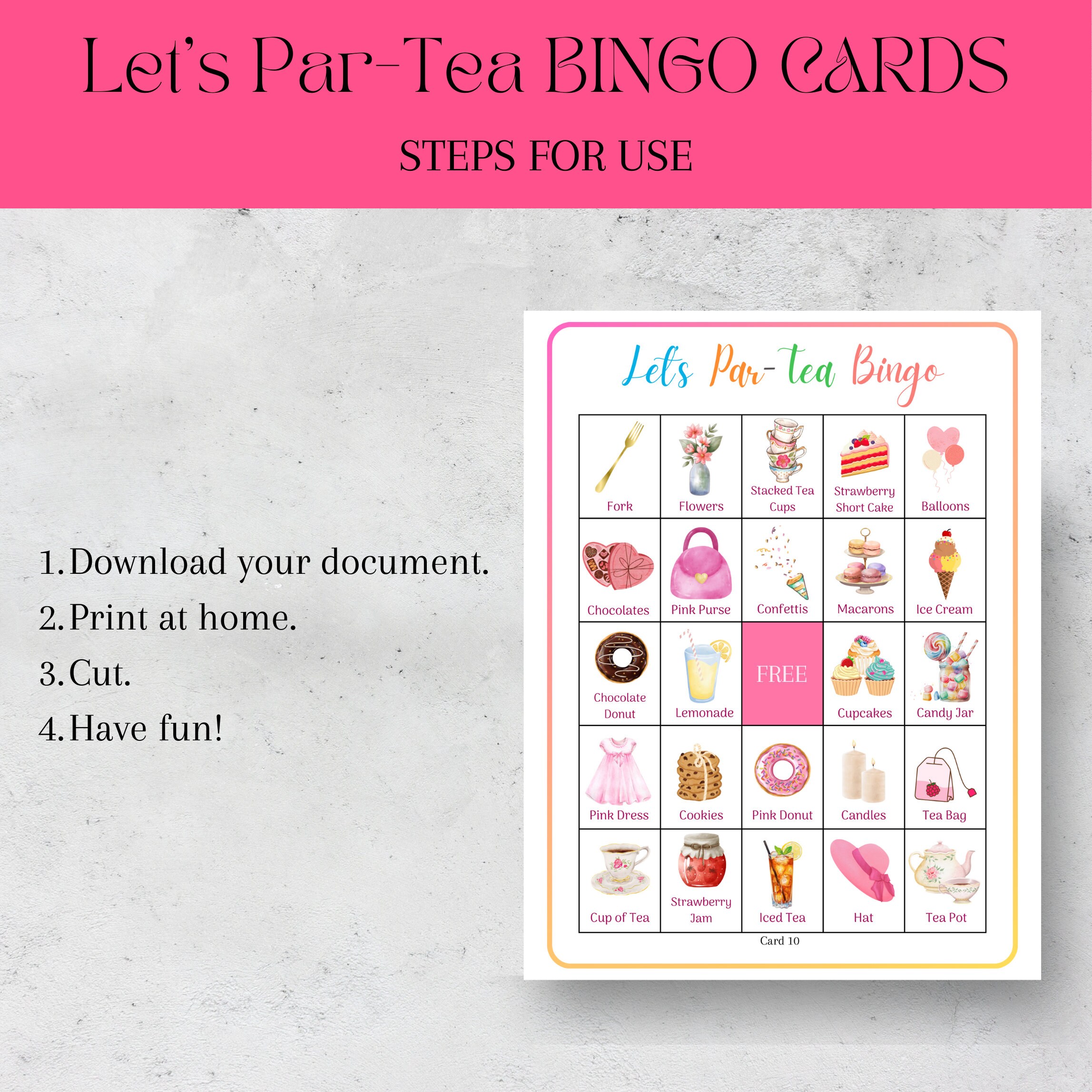 Tea Party Bingo, 30 Printable Tea Party Bingo Cards, Tea Party Game ...