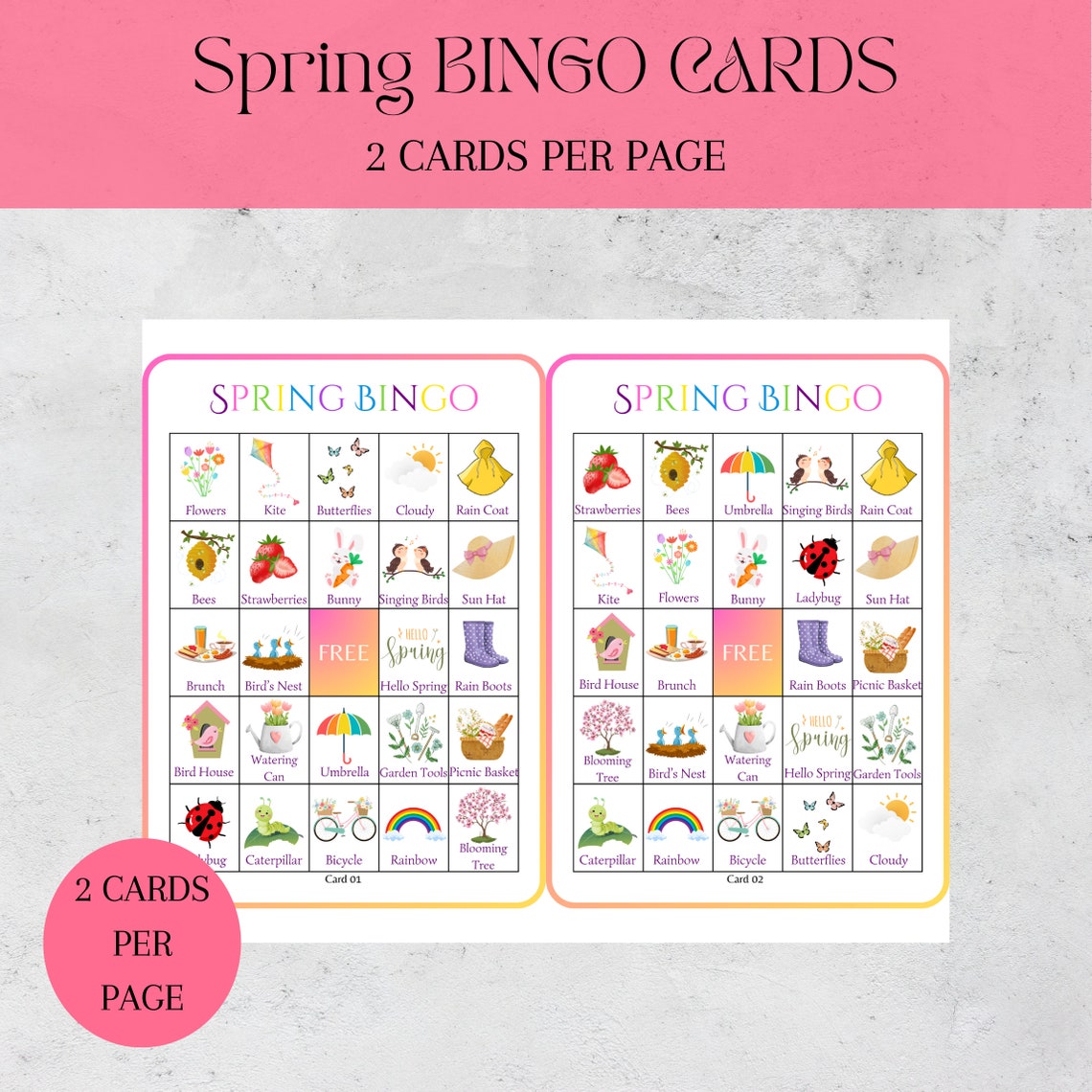 Printable Spring Bingo, 30 Spring Bingo Cards, Spring Bingo Kids ...