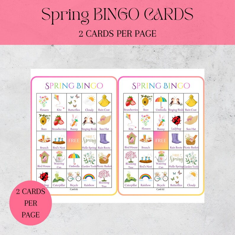 Printable Spring Bingo, 30 Spring Bingo Cards, Spring Bingo Kids ...