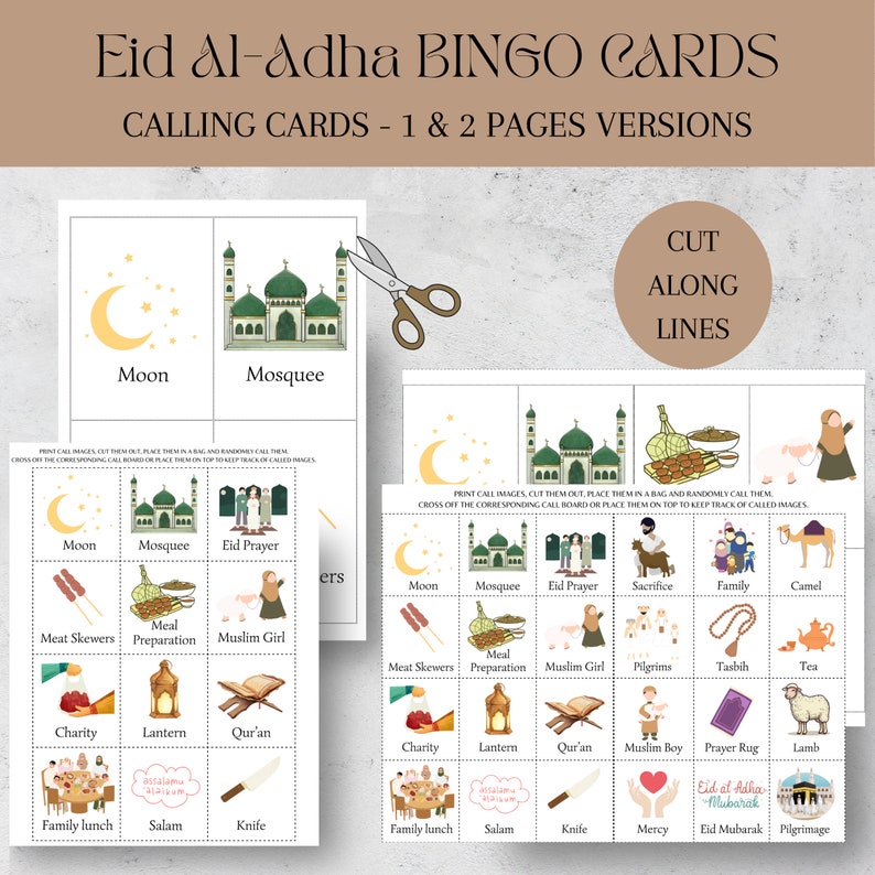 Eid Al-adha Bingo Cards, 30 Printable Bingo Cards, Printable Bingo, Eid ...
