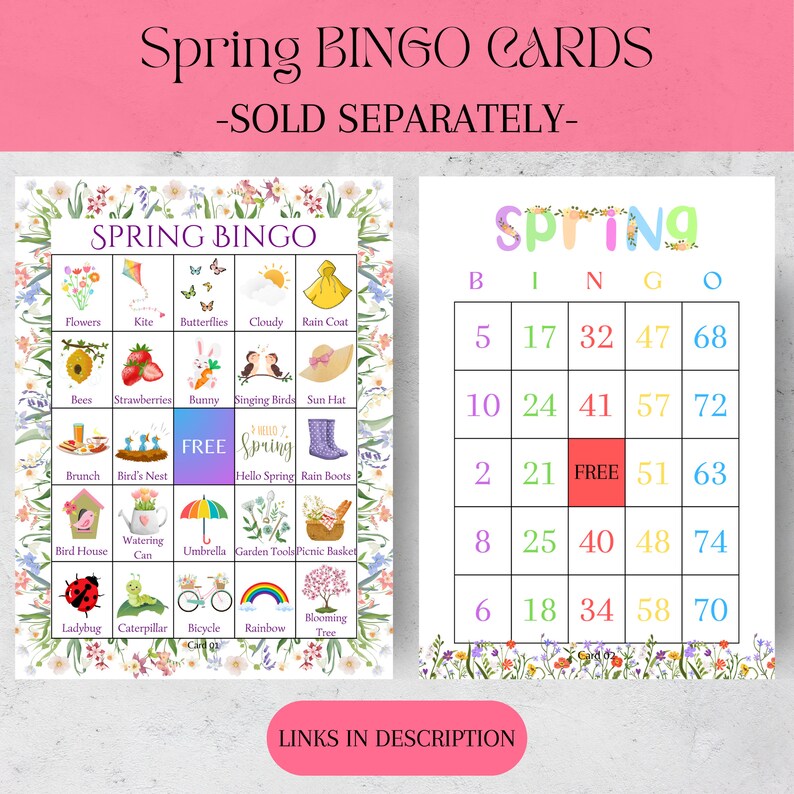 Printable Spring Bingo, 30 Spring Bingo Cards, Spring Bingo Kids ...