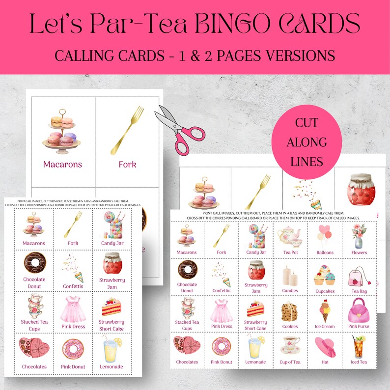 Tea Party Bingo, 30 Printable Tea Party Bingo Cards, Tea Party Game ...