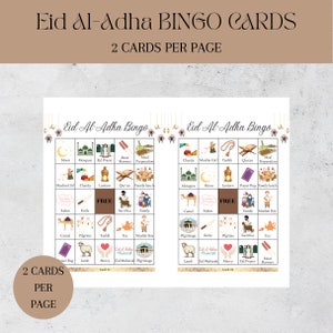 Eid Al-adha Bingo Cards, 30 Printable Bingo Cards, Printable Bingo, Eid ...