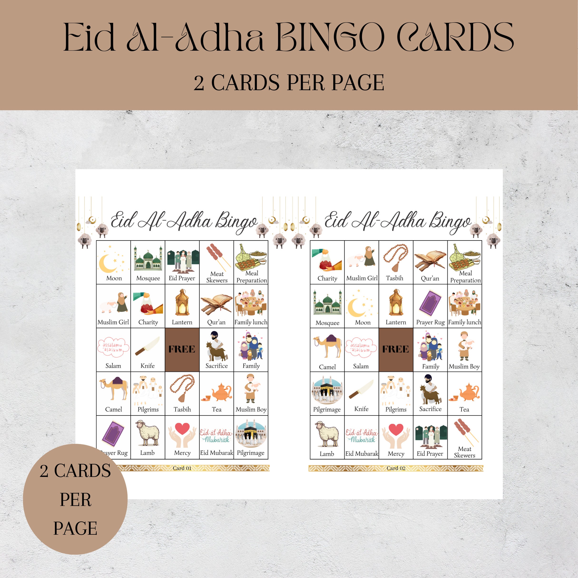Eid Al-adha Bingo Cards, 30 Printable Bingo Cards, Printable Bingo, Eid ...