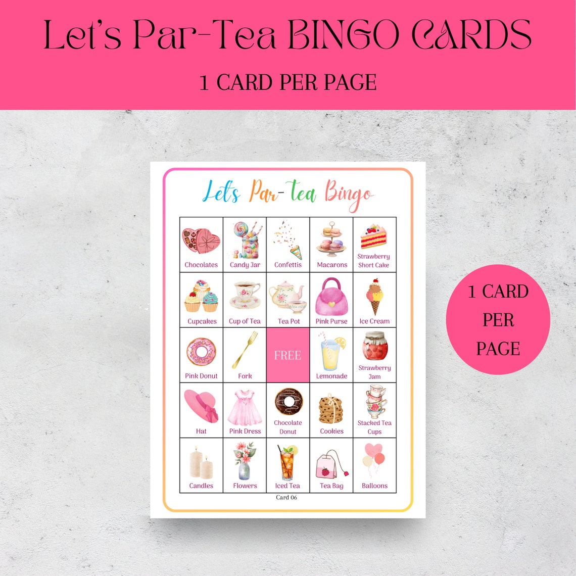 Tea Party Bingo, 30 Printable Tea Party Bingo Cards, Tea Party Game ...