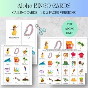 Aloha Bingo, Luau Bingo, Hawaiian Bingo, 30 Luau Bingo Cards, Luau ...