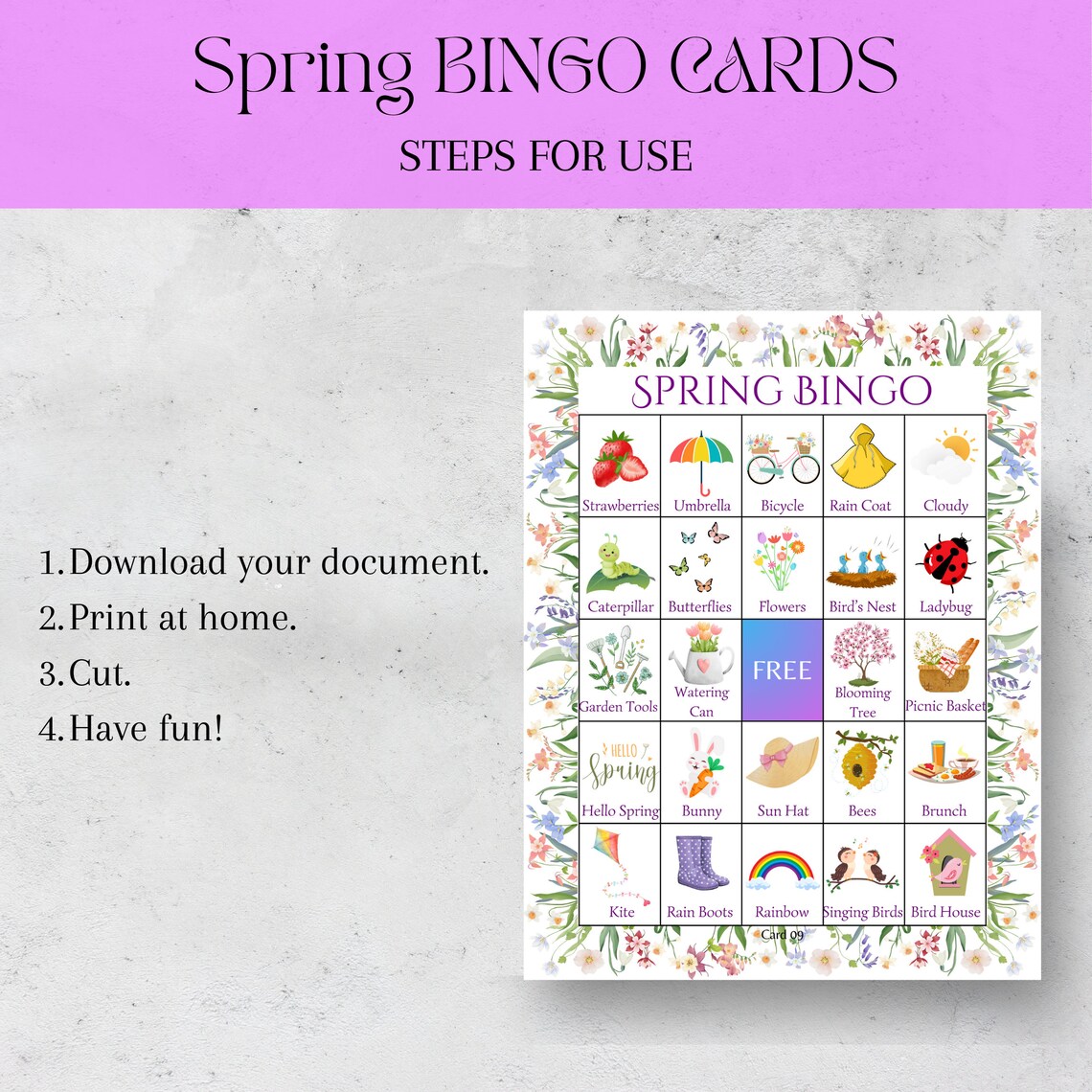 Printable Spring Bingo, 30 Spring Bingo Cards, Spring Bingo Kids ...
