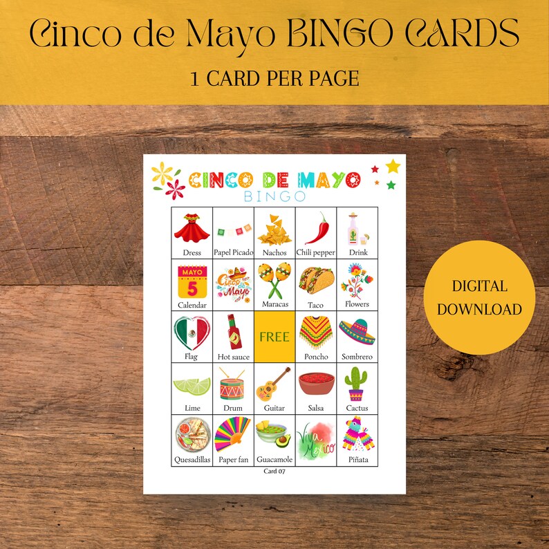 Fiesta Bingo, 30 Printable Fiesta Bingo Cards, Fiesta Activity for Kids ...