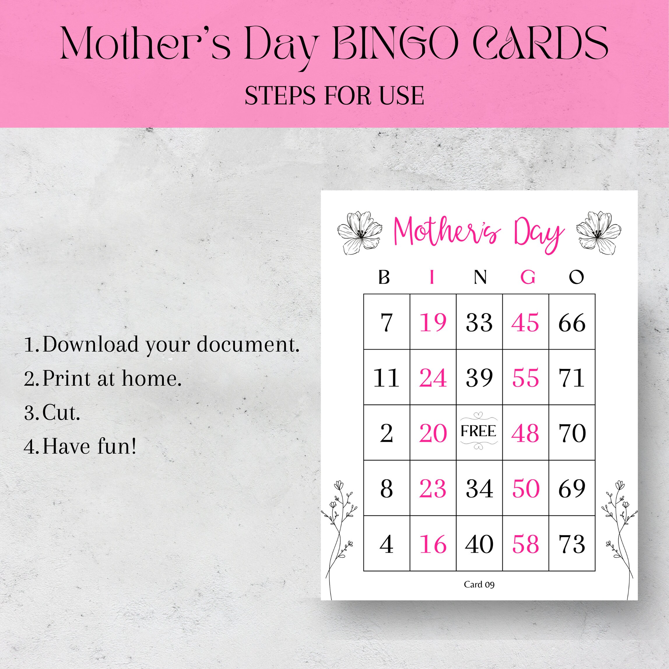 Mother's Day Bingo, 100 Mother's Day Bingo Cards, Printable Mother's ...
