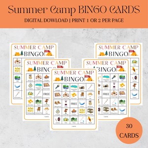 Summer Camp Bingo, 30 Summer Camp Bingo Cards, Summer Camp Game, Camp ...