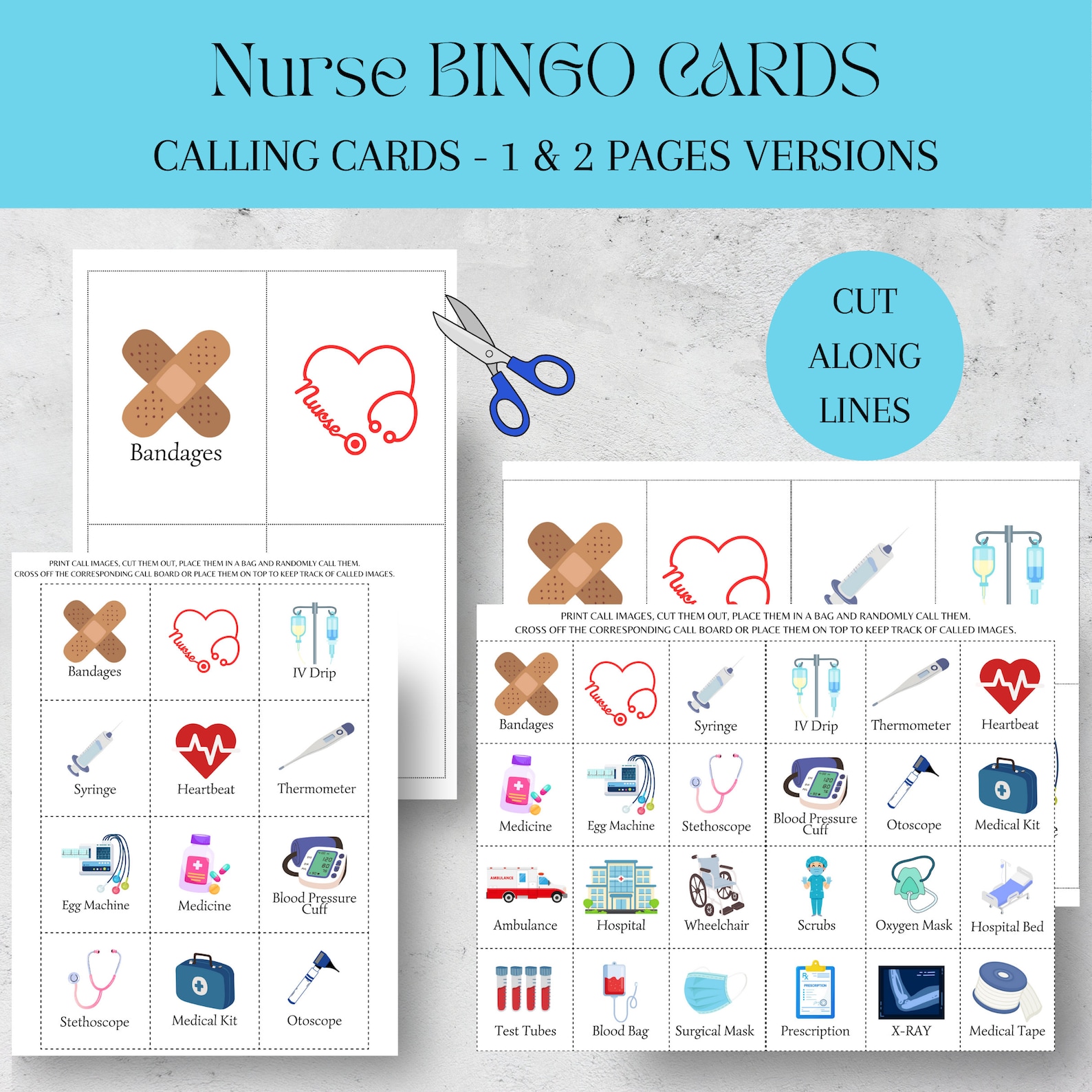 Nurse Bingo, 30 Printable Nurse Bingo Cards, Medical Bingo, Doctor ...