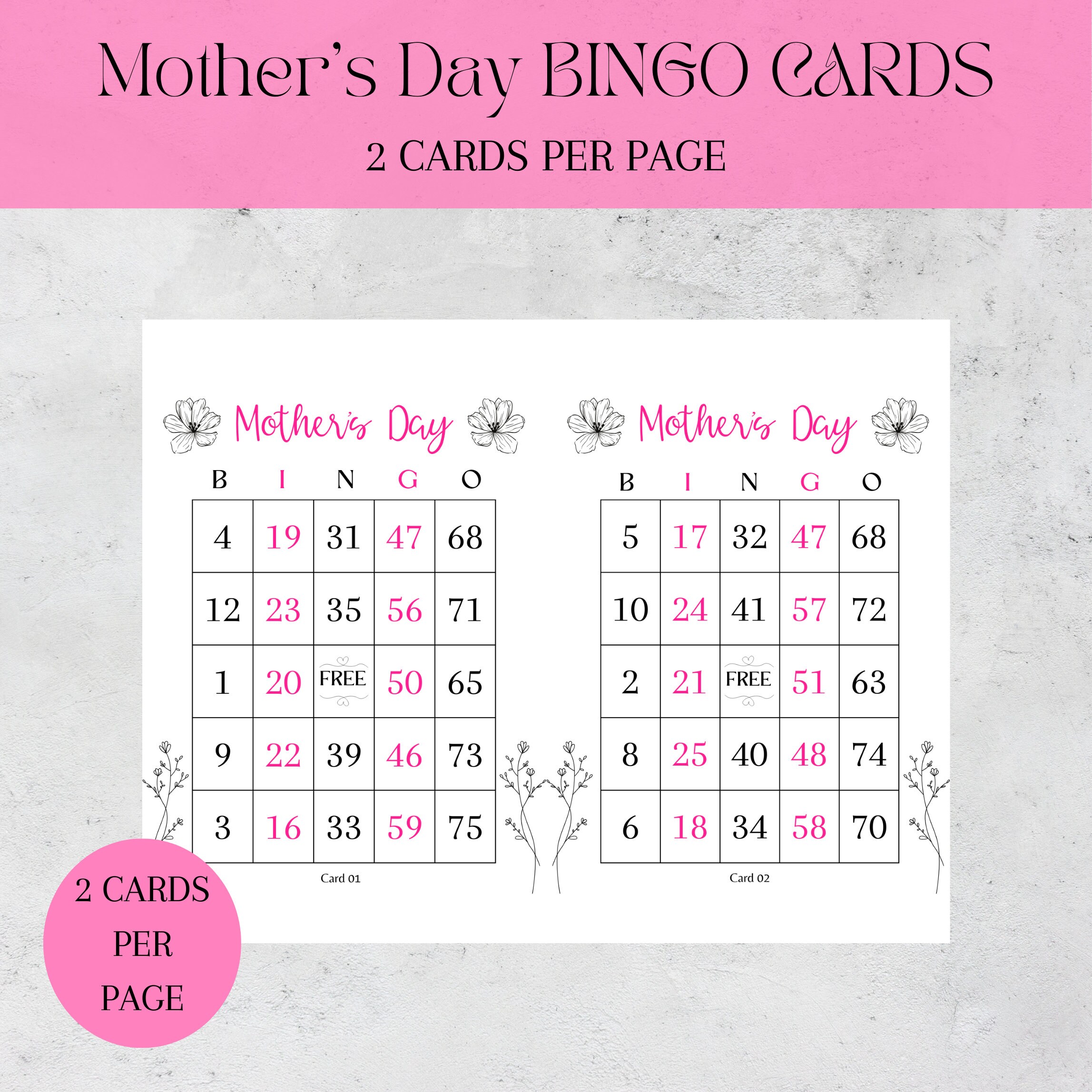 Mother's Day Bingo, 100 Mother's Day Bingo Cards, Printable Mother's ...