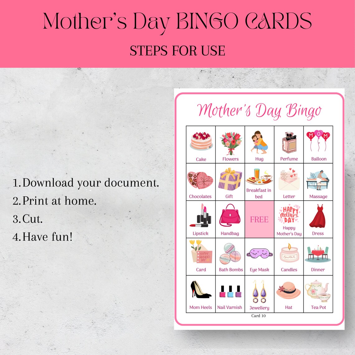 Printable Mother's Day Bingo, 30 Mother's Day Bingo Cards, Mother's Day ...