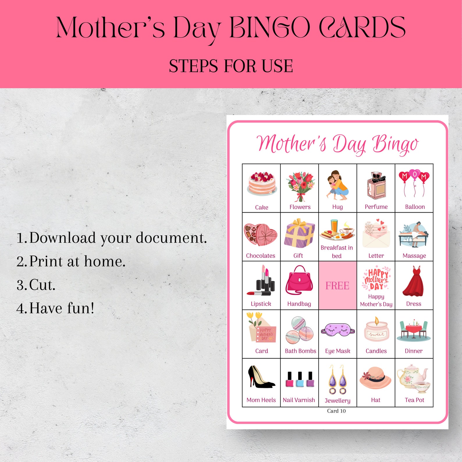 Printable Mother's Day Bingo, 30 Mother's Day Bingo Cards, Mother's Day ...